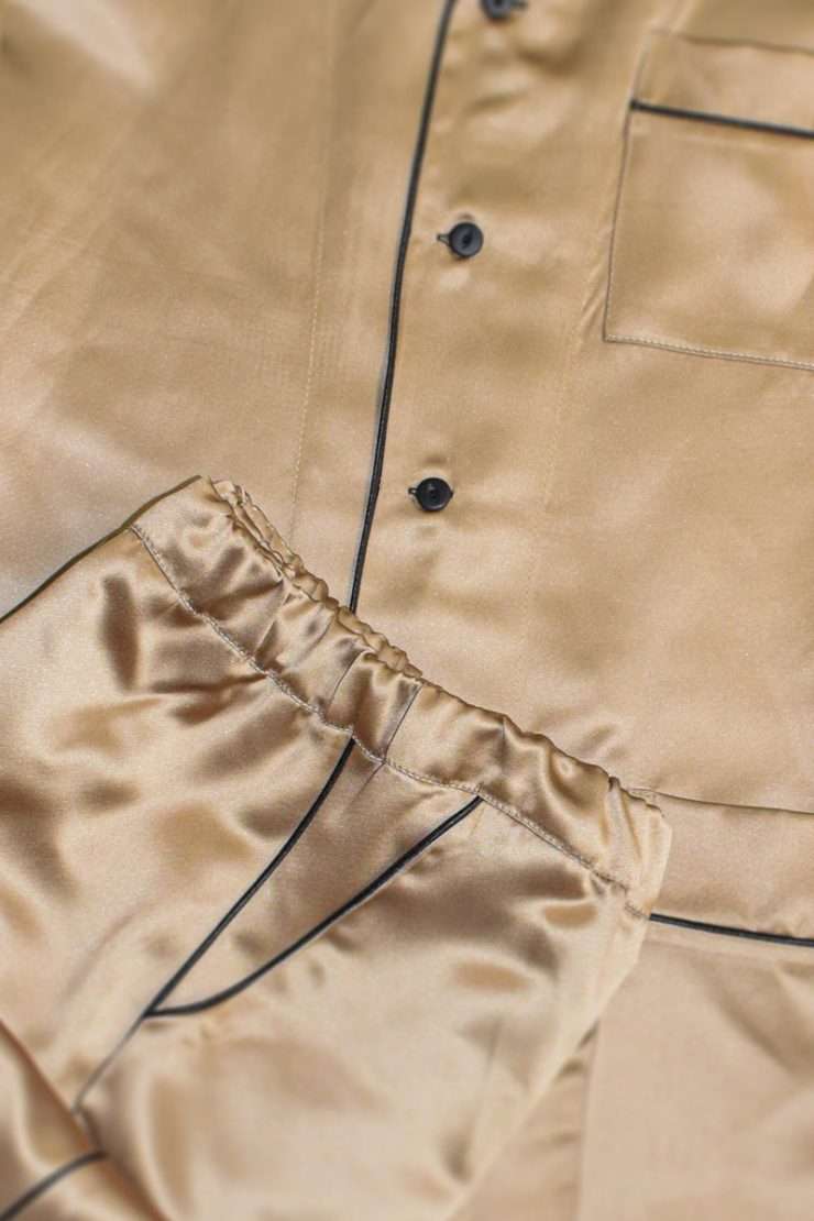 Mens Gold Pajamas Silk PJs | Baturina Homewear