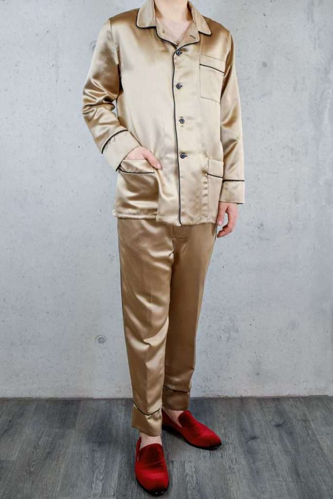 Mens Gold Pajamas Silk PJs | Baturina Homewear