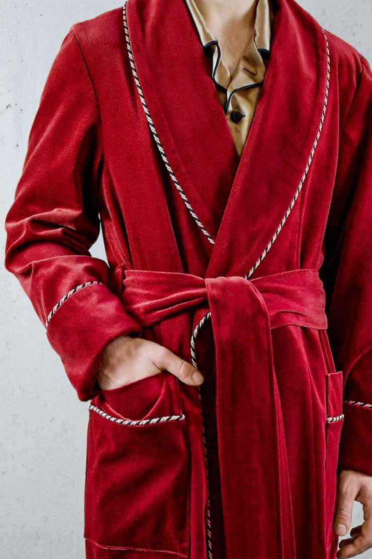 Men's Bathrobe Red Velvet | Baturina Homewear