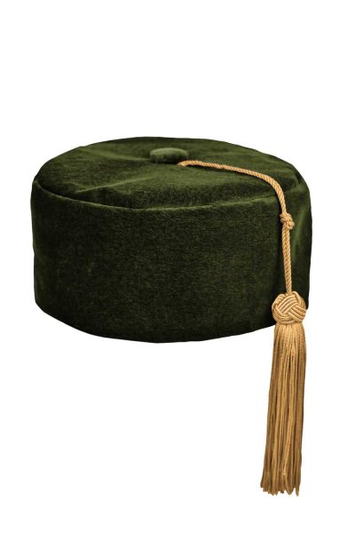 Men’s Smoking Cap Olive Green Cotton Velvet With Gold Tassel | Baturina ...
