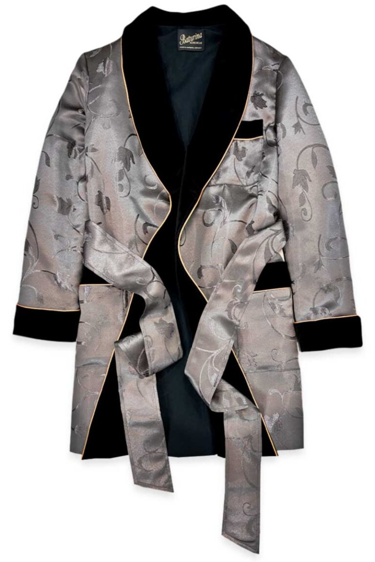 Mens Smoking Jacket Black Velvet Dressing Gown | Baturina Homewear