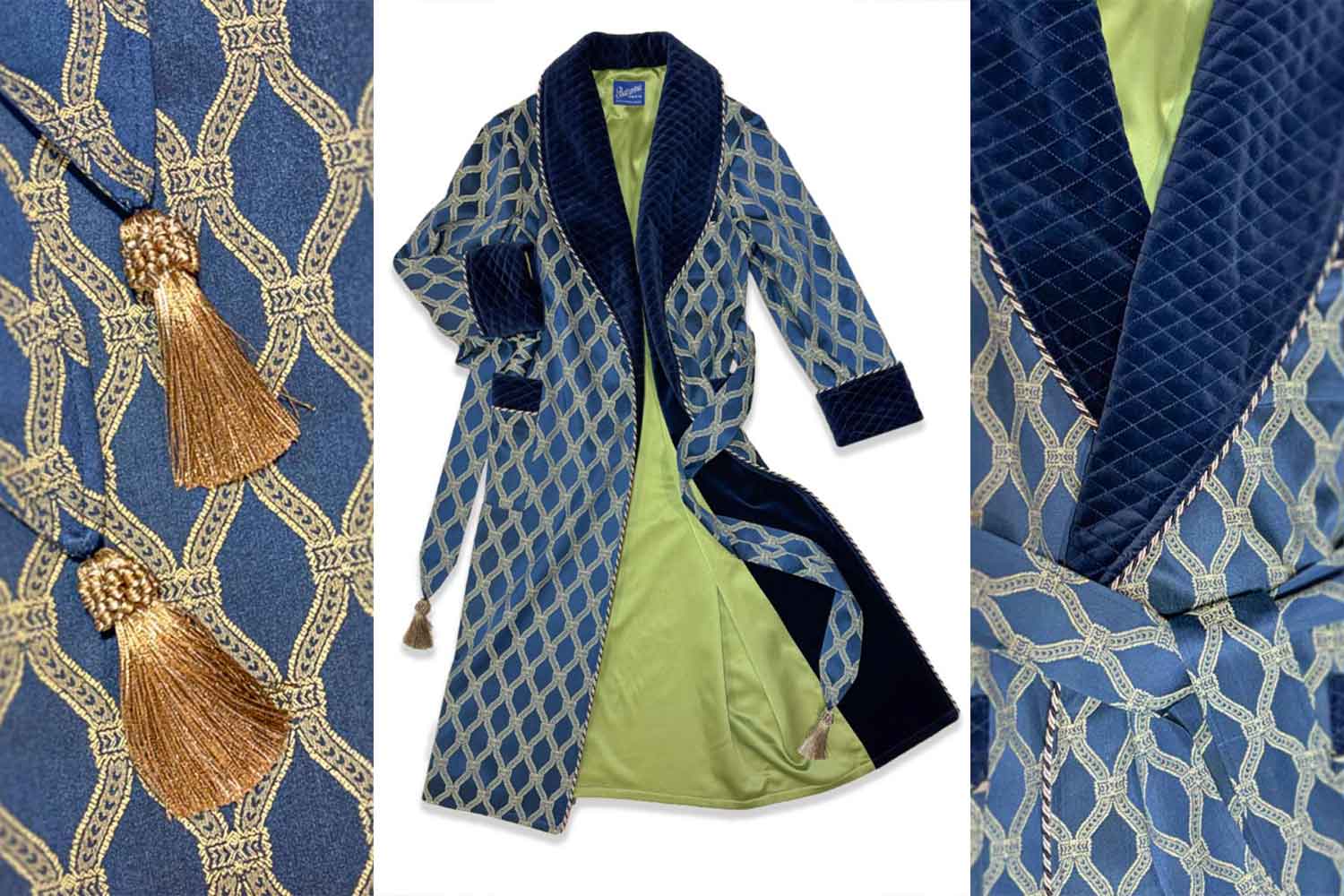 Men's Dark Blue Dressing Gown | Smoking Jacket Robe